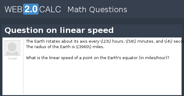 View question - Question on linear speed