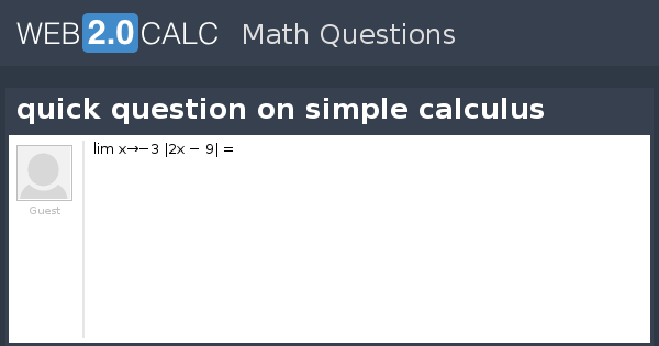 View question - quick question on simple calculus