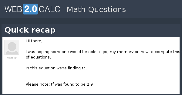 View question - Quick recap