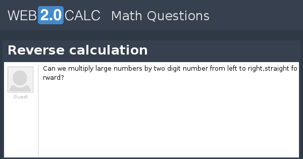 View question - Reverse calculation