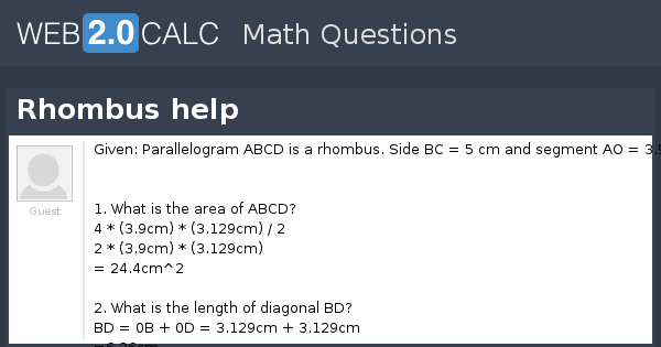 View question - Rhombus help