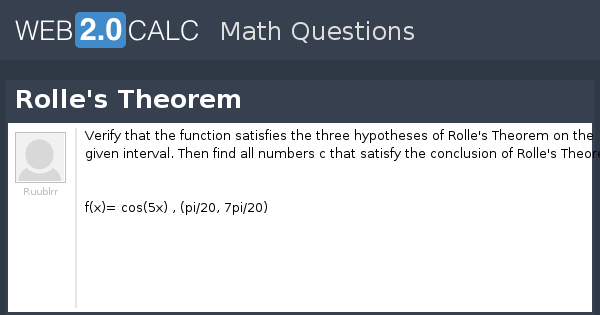 View question - Rolle's Theorem