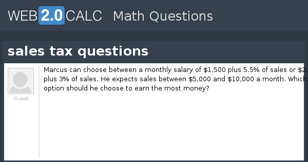 View question - sales tax questions