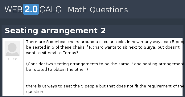View question - Seating arrangement 2
