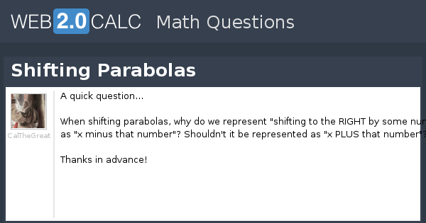 View question - Shifting Parabolas