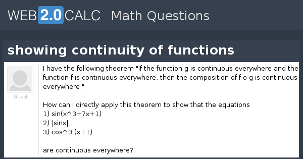 View question - showing continuity of functions