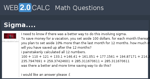 View question - Sigma....