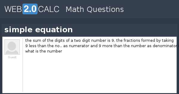View question - simple equation