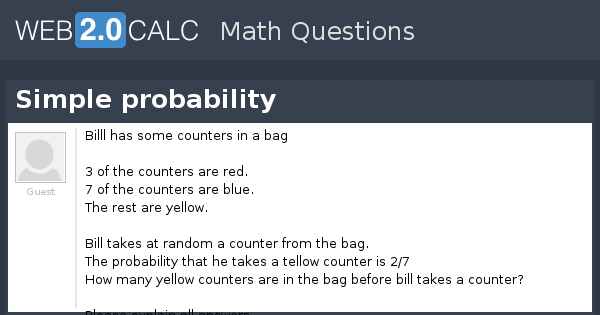 View question - Simple probability