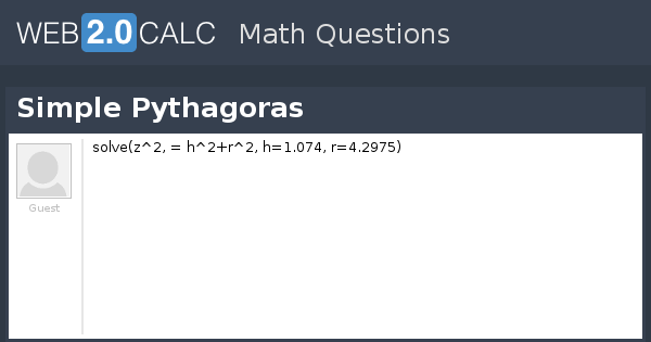 View question - Simple Pythagoras