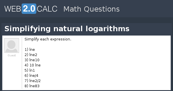 View question - Simplifying natural logarithms