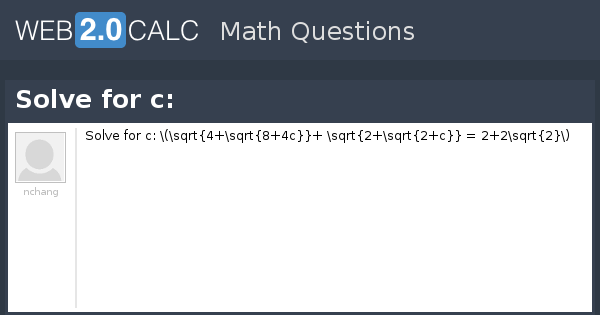 View question - Solve for c: