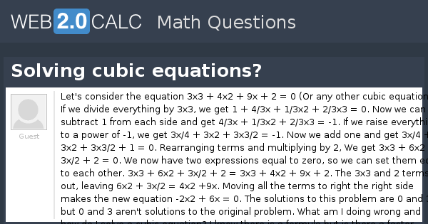 View question - Solving cubic equations?