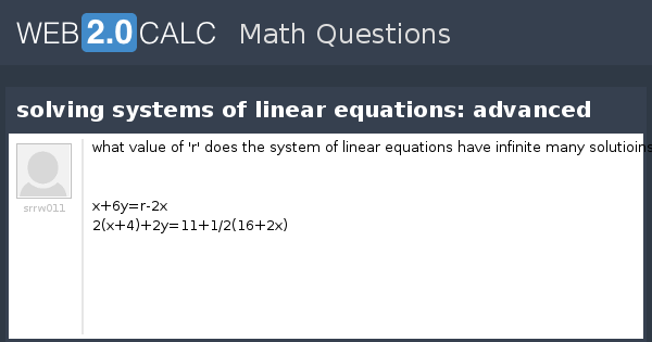 View question - solving systems of linear equations: advanced