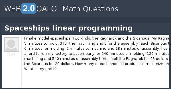 View question - Spaceships linear programming