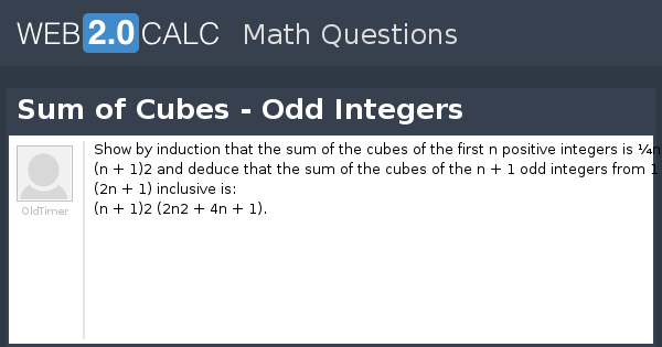 View question - Sum of Cubes - Odd Integers