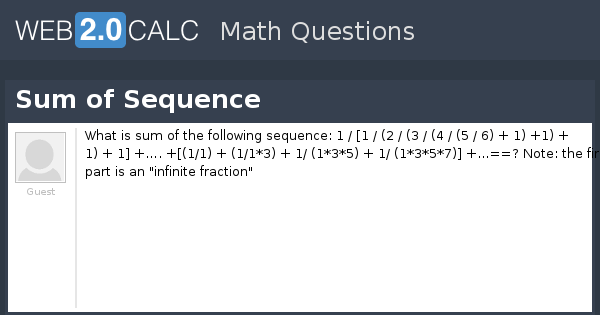 View question - Sum of Sequence