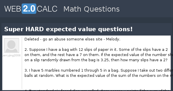 View question - Super HARD expected value questions!