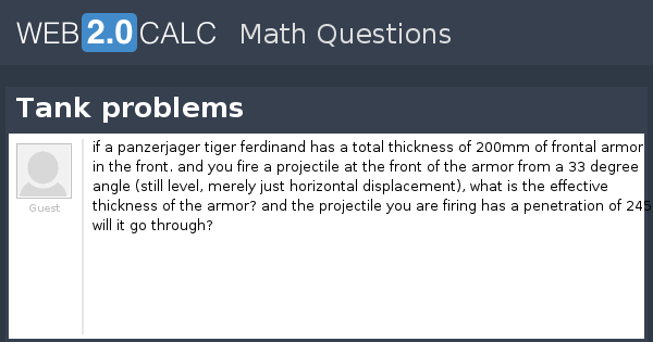View question - Tank problems