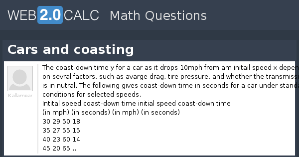 View question - Cars and coasting