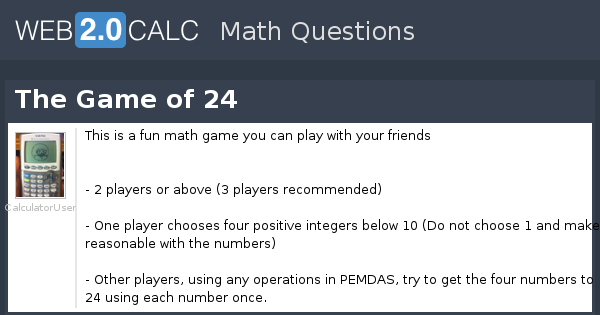 View question - The Game of 24
