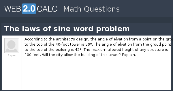 View question - The laws of sine word problem