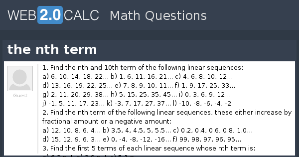 View question - the nth term
