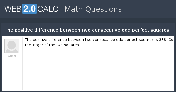 View question - The positive difference between two consecutive odd ...