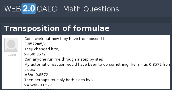 View question - Transposition of formulae