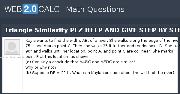 View question - Triangle Similarity PLZ HELP AND GIVE STEP BY STEP