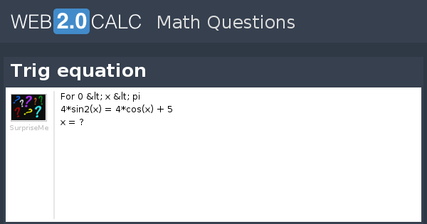 View question - Trig equation