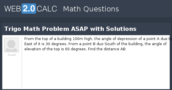 View question - Trigo Math Problem ASAP with Solutions