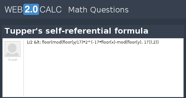 View question - Tupper's self-referential formula