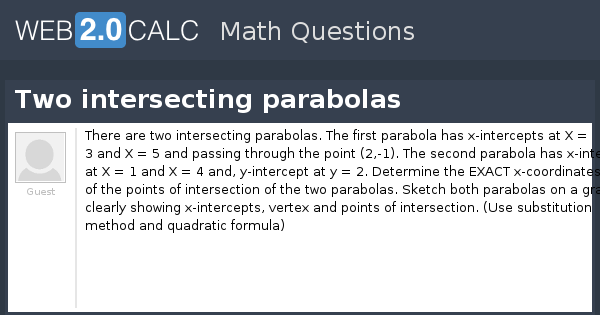 View question - Two intersecting parabolas