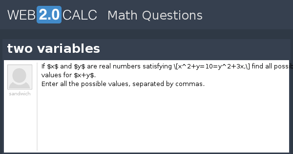 View question - two variables