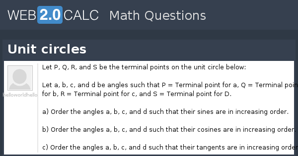 View question - Unit circles