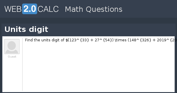 View question - Units digit