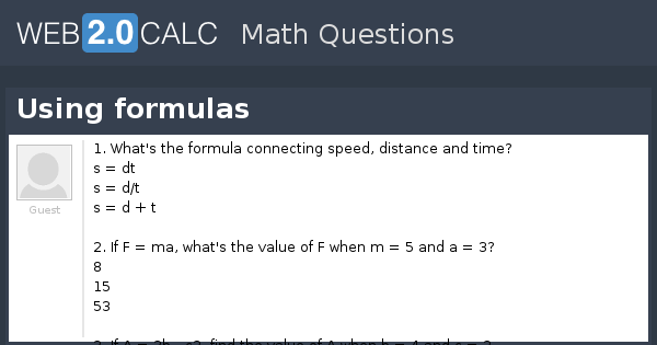 View question - Using formulas