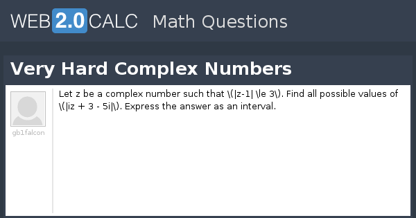 View question - Very Hard Complex Numbers