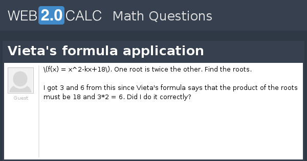 View question - Vieta's formula application