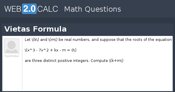 View question - Vietas Formula
