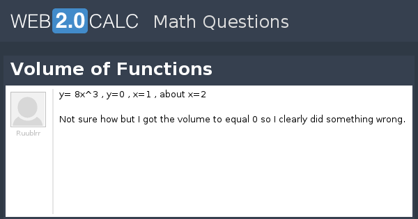 View question - Volume of Functions
