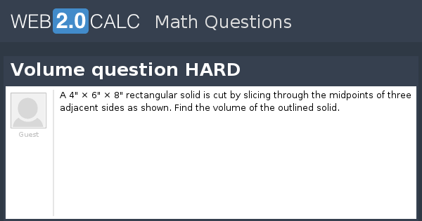 View question - Volume question HARD