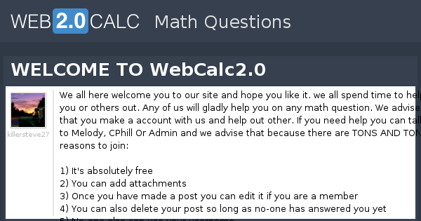 View question - WELCOME TO WebCalc2.0