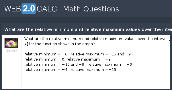 View Question What Are The Relative Minimum And Relative Maximum Values Over The Interval [−4
