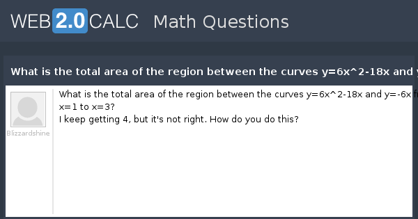 View question - What is the total area of the region between the curves ...