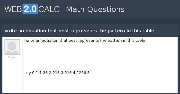 View question - write an equation that best represents the pattern in ...