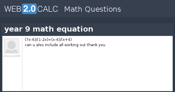View question - year 9 math equation