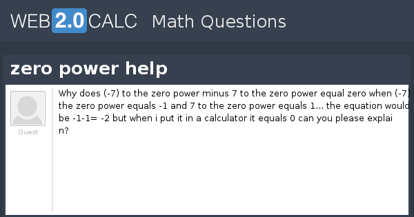 View question - zero power help
